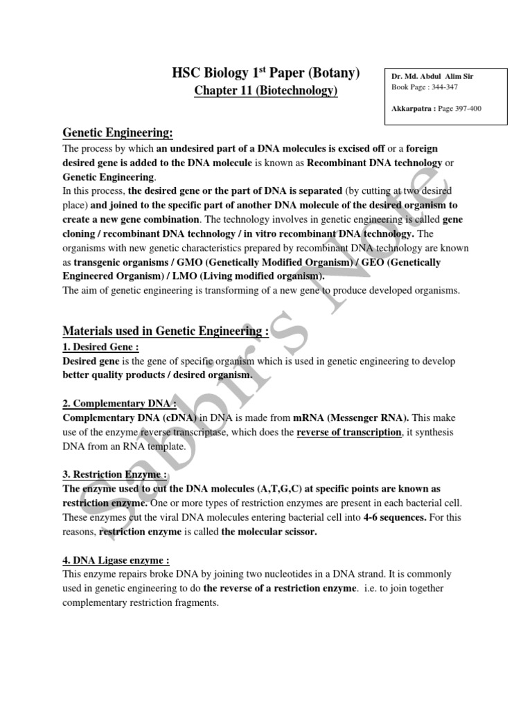 Genetic Engineering | PDF | Plasmid | Dna