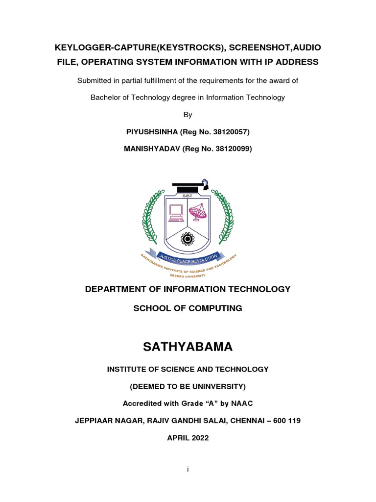 1822 B.tech It Batchno 364 | PDF | Malware | Computer Keyboard