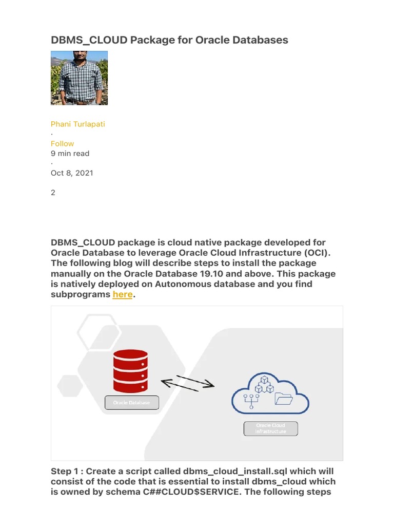 DBMS - CLOUD Package For Oracle Databases | PDF