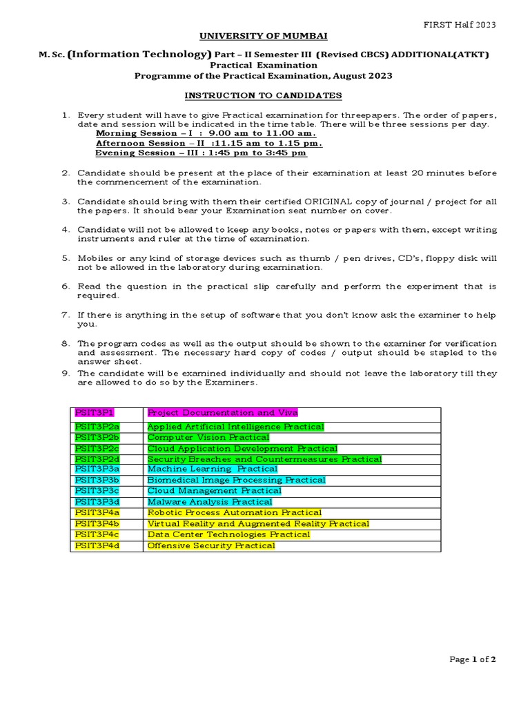Information-Technology - M.-Sc.-Sem.-III ATKT PRACTICAL EXAMINATION 2023-2024final | PDF