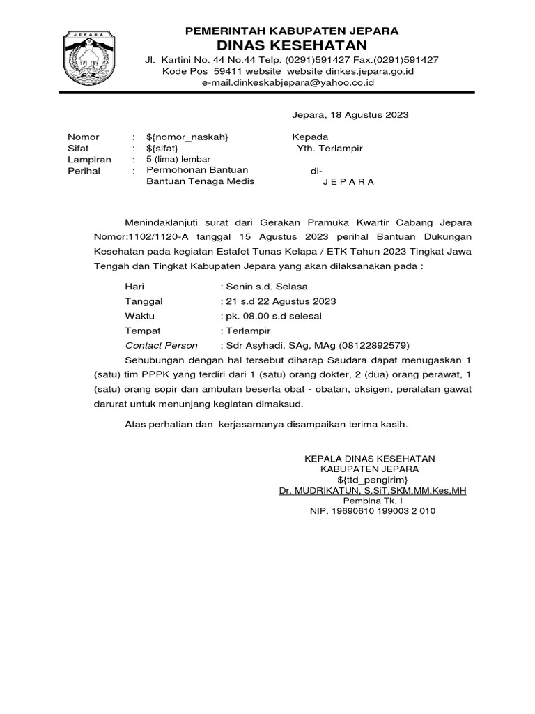 Surat Kwartir Jepara.. | PDF