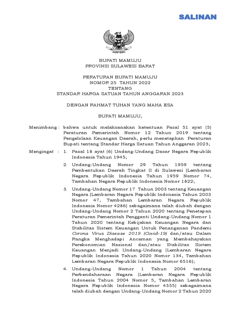 Perbub No 25 Tahun 2022 | PDF