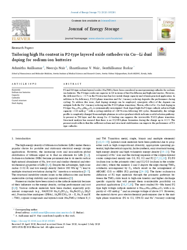 Tailoring High Na Content in P2-Type Layered Oxide Cathodes Via Cu-Li ...