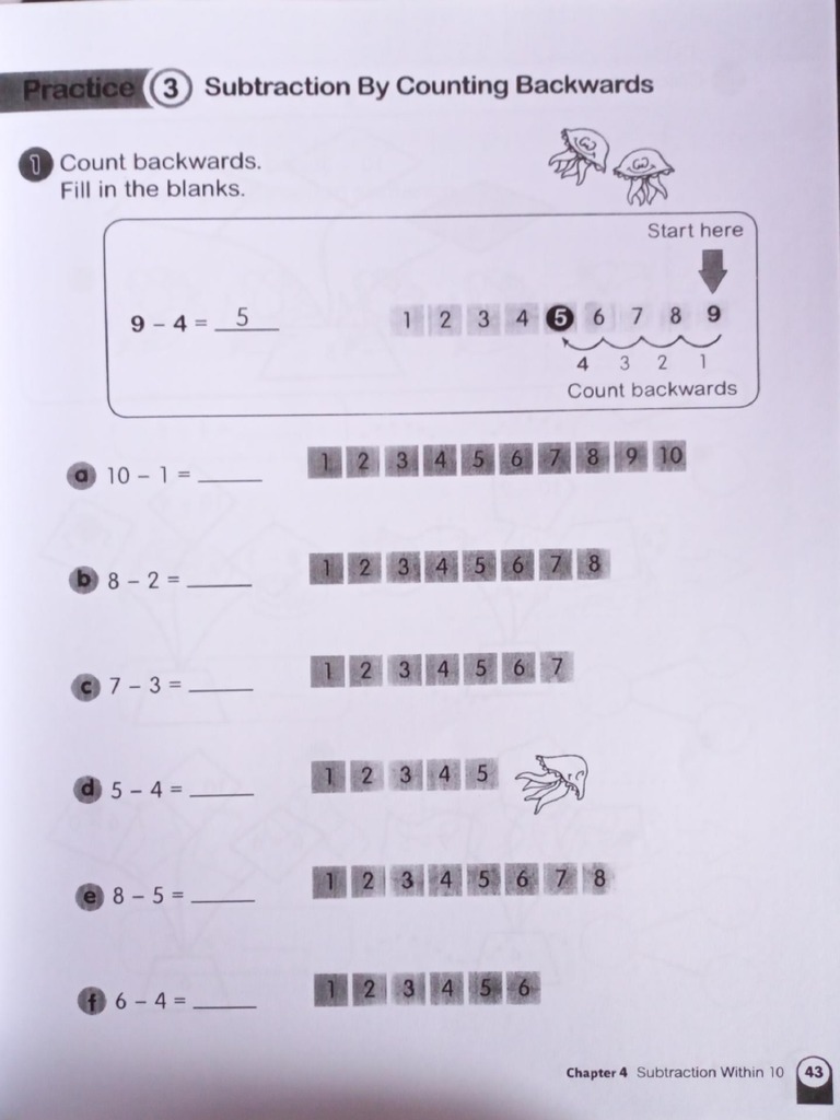 Practice 3 Subtraction by Counting Backwards | PDF