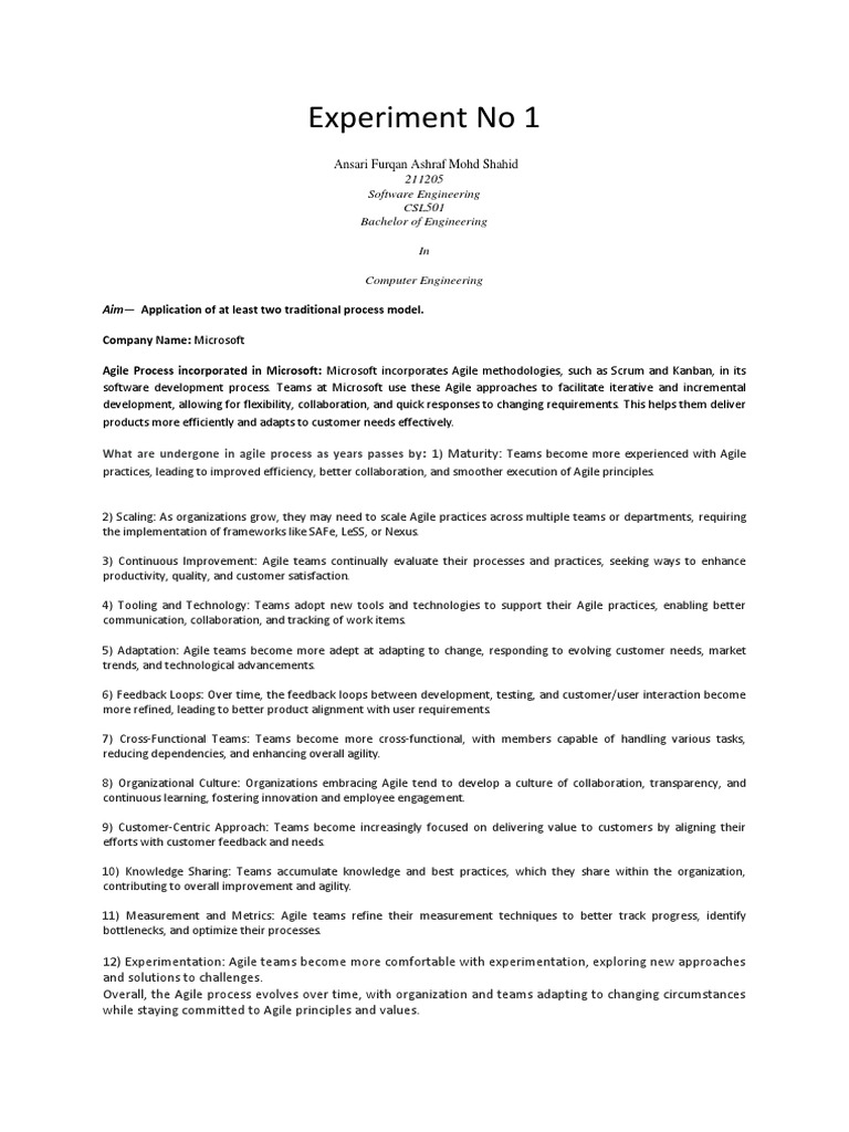 Experiment No 1 Se Pdf