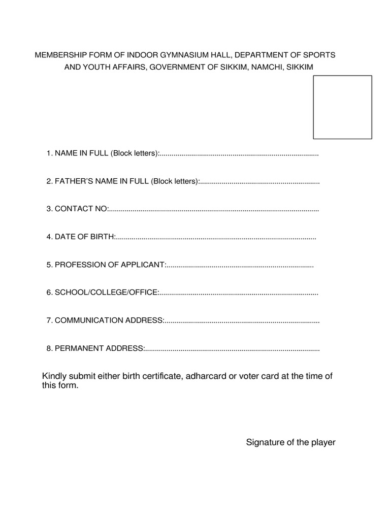 Indoor Stadium Registration Form | PDF