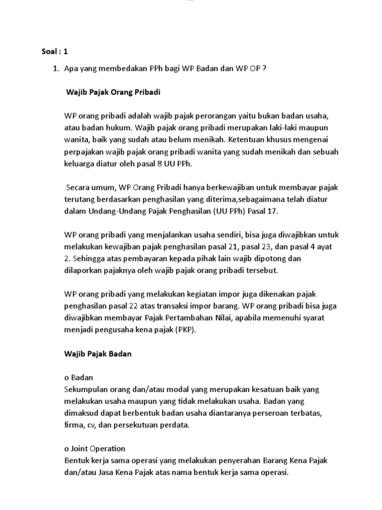 contoh soal lab perpajakan | PDF