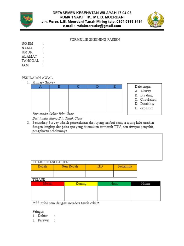 Formulir Skrining Pasien | PDF
