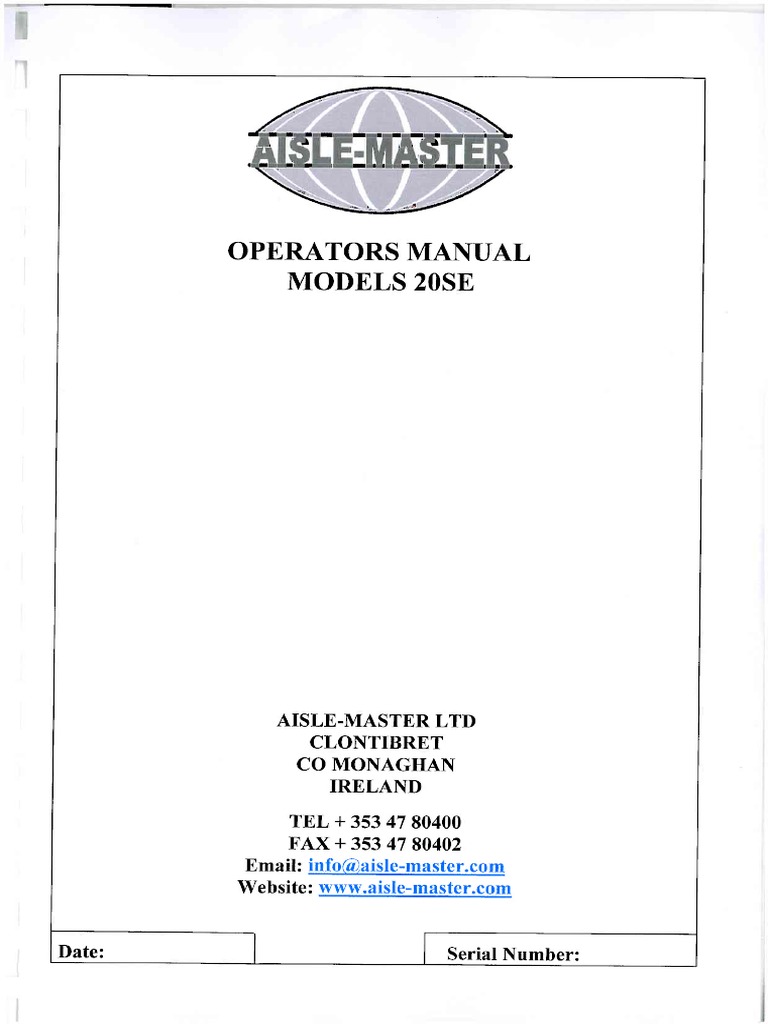 Aisle Master 20SE - Operators Manual | PDF