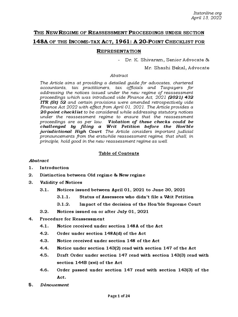 New Reassessment 148A | PDF