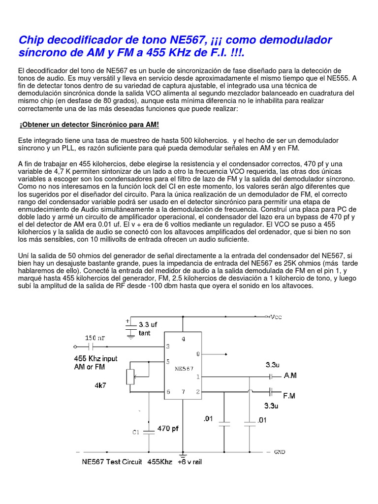 NE567 Como Demodulador Síncrono de AM y FM A 455 KHZ | PDF | Informática