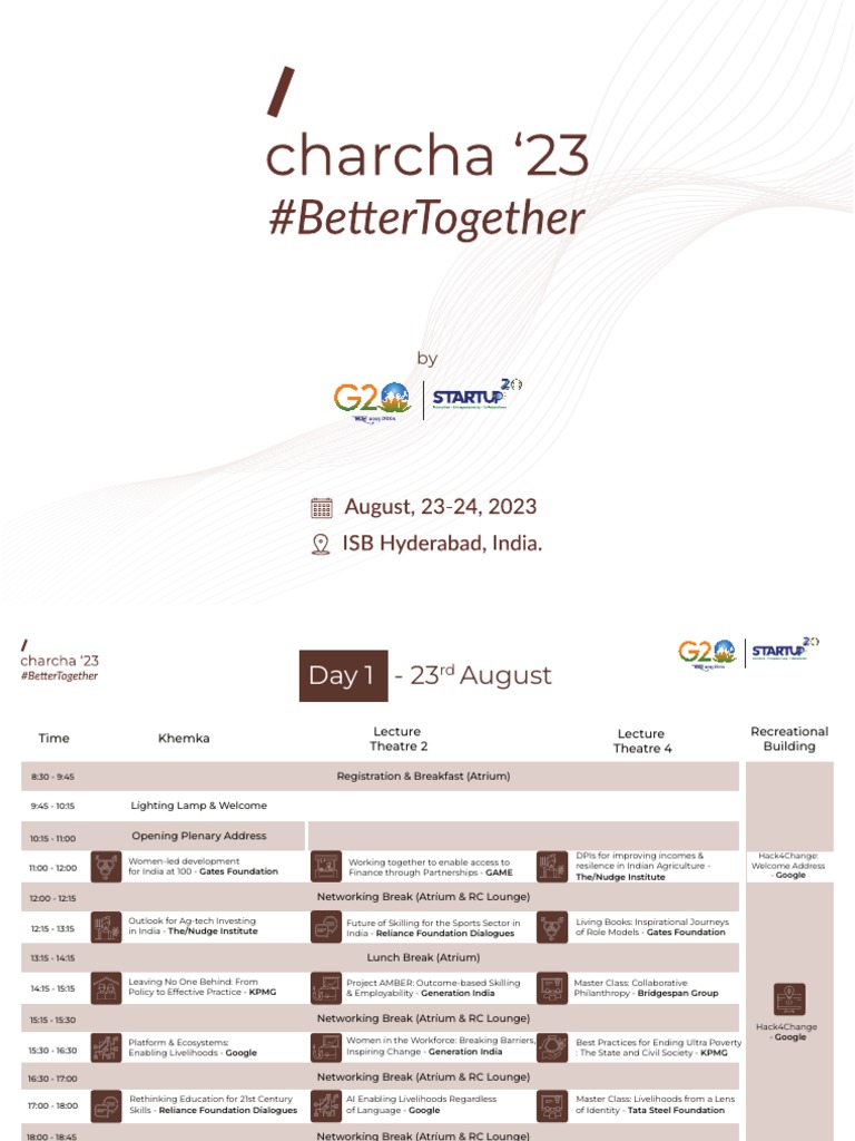 Charcha '23 Agenda | PDF