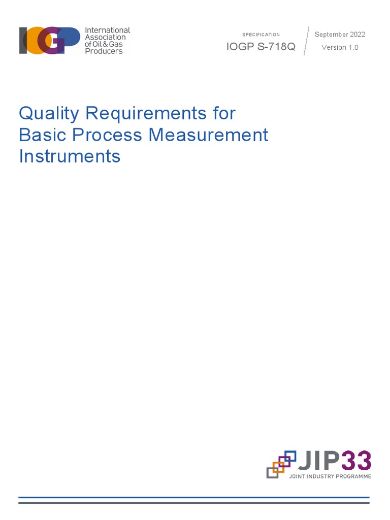 Quality Reqs For Basic Process Measurement Instruments S 718Qv2022 09 ...