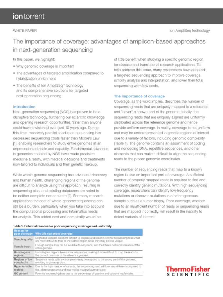 Importance of Coverage NGS Paper | PDF | Dna Sequencing | Amplicon