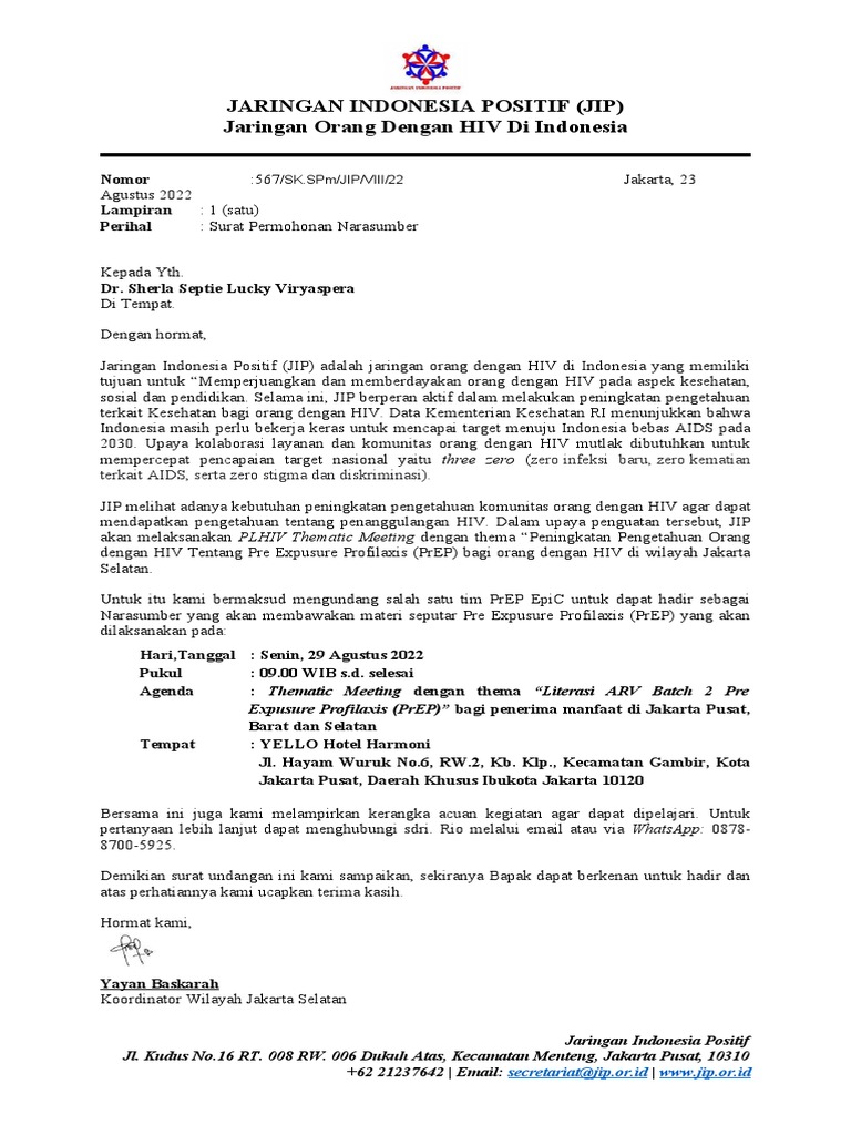 Surat Undangan Narasumber DR Sherla | PDF