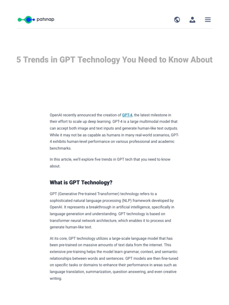 5 Trends in GPT Technology You Need To Know About - PatSnap | PDF ...