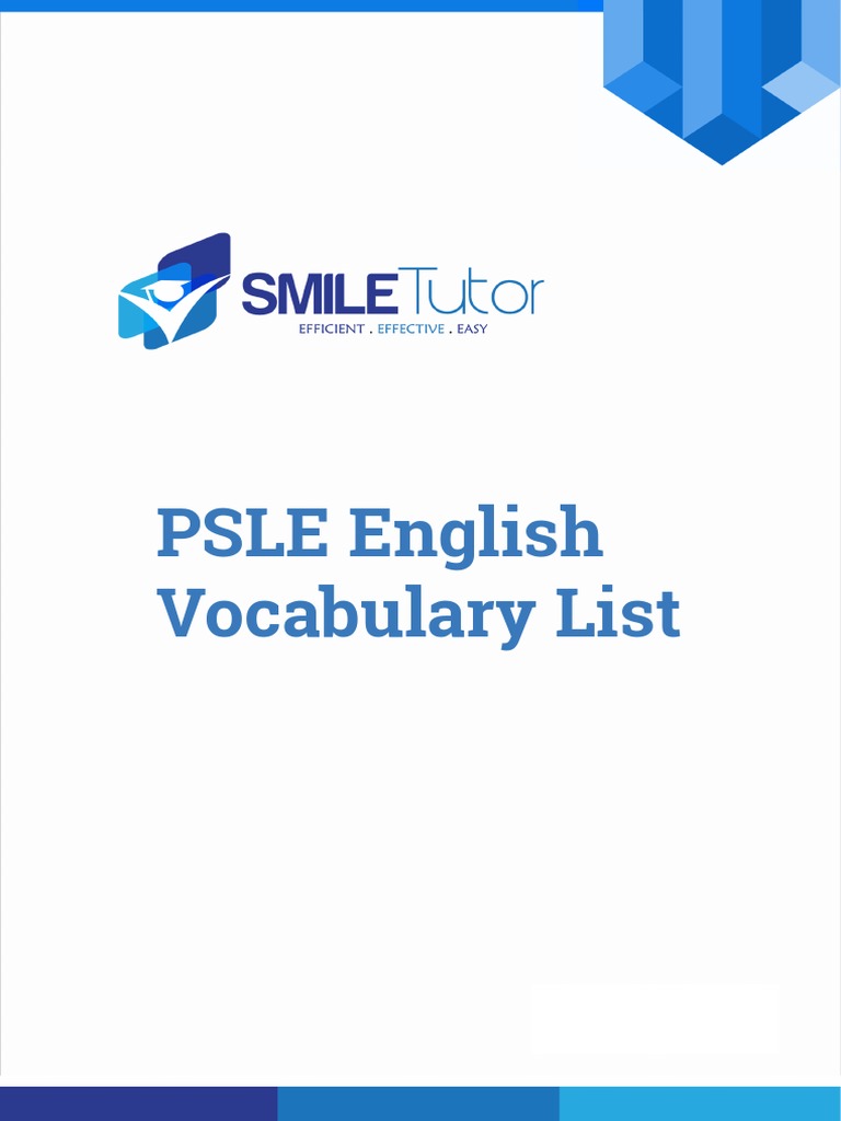 PSLE Vocabulary List | PDF | Anxiety | Psychology