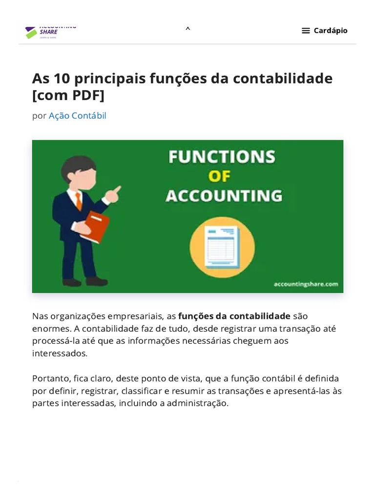 As 10 Principais Funções Da Contabilidade (Com PDF) - Compartilhamento ...