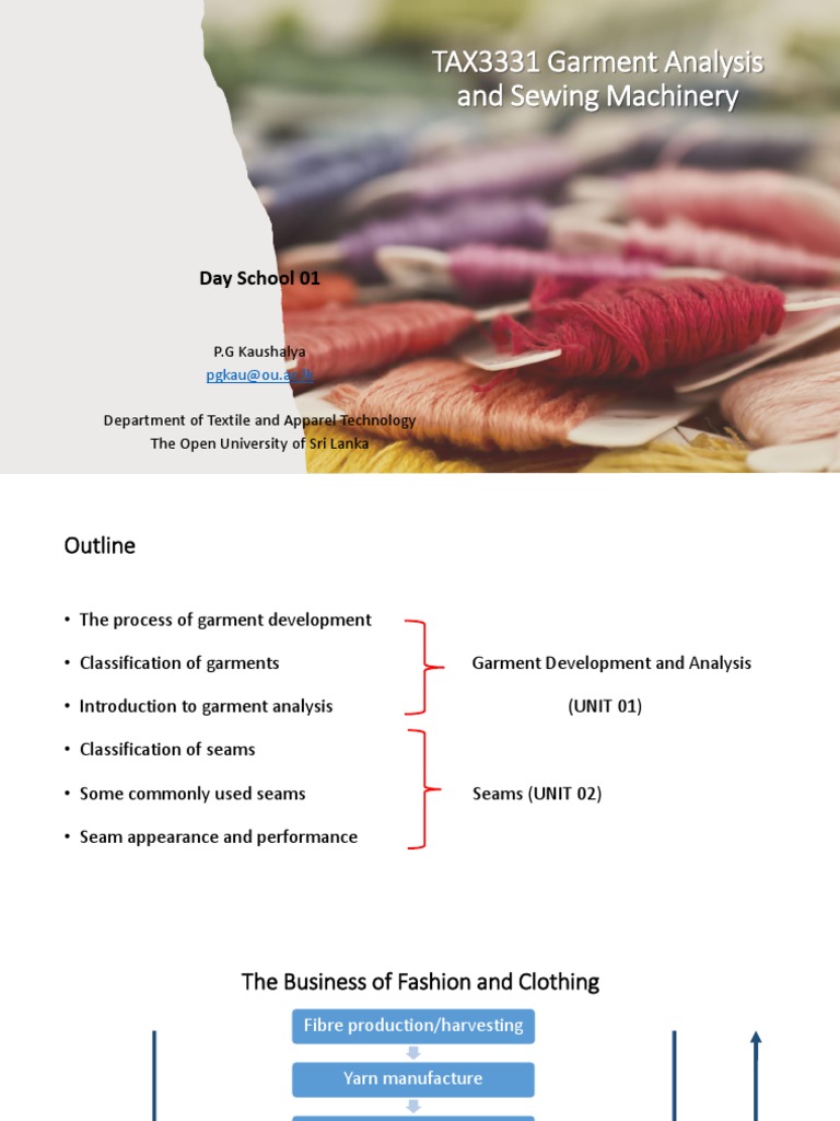 TAX3331 Garment Analysis and Sewing Machinery | PDF | Business