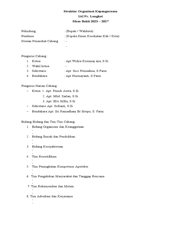 Struktur Organisasi Kepengurusan | PDF Struktur Organisasi Kepengurusan | PDF