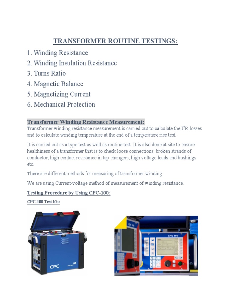Transformer Routine Testings | PDF