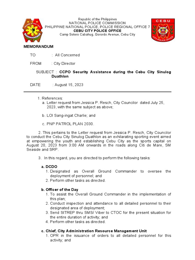 CCPO Security Assistance During The Cebu City Sinulog Duathlon On ...