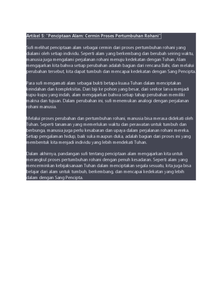 Penciptaan Alam- Cermin Proses Pertumbuhan Rohani | PDF