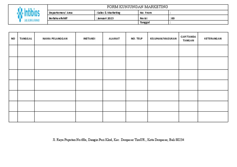 Form Kunjungan Marketing | PDF