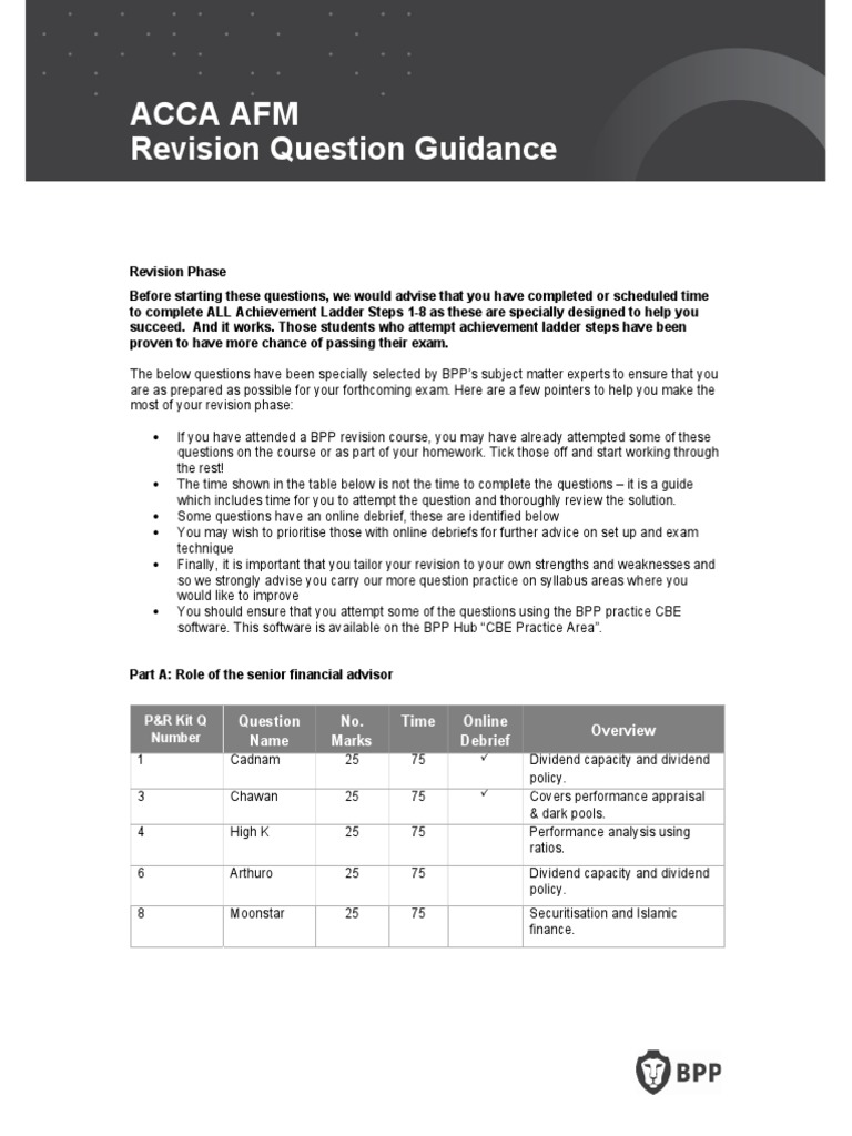 AFM revision questions | PDF