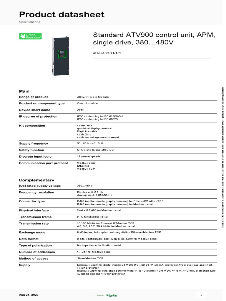 Altivar Process Modular_APM9A0CTLN401 | PDF
