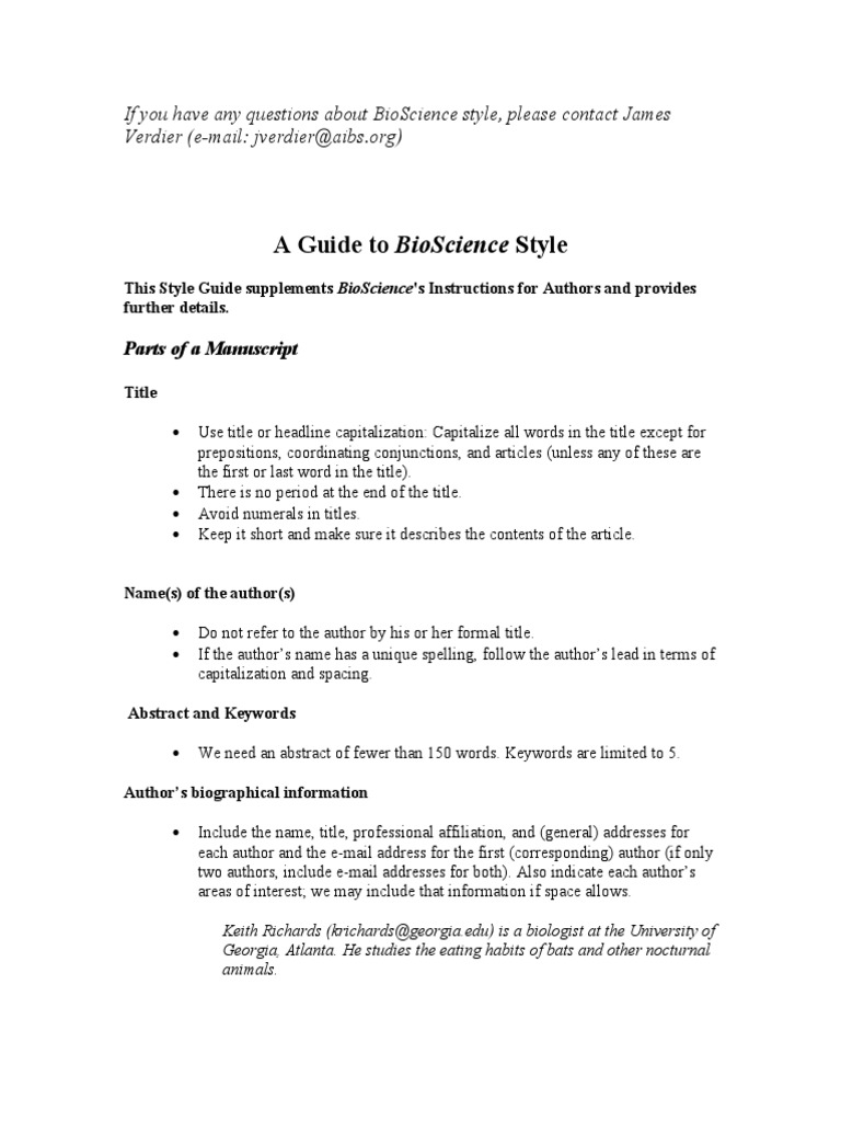 2015 Bioscience Style Guide | PDF