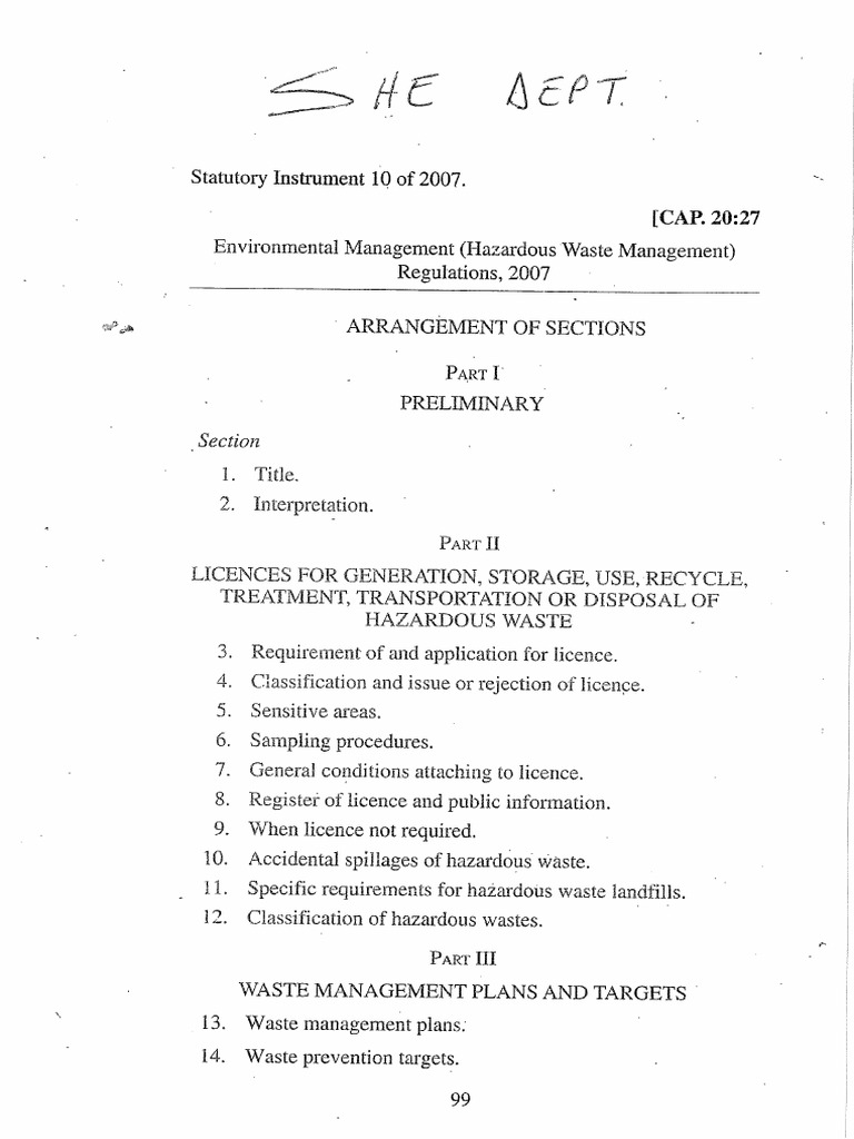 Statutory 10 Hazardous Waste Management | PDF