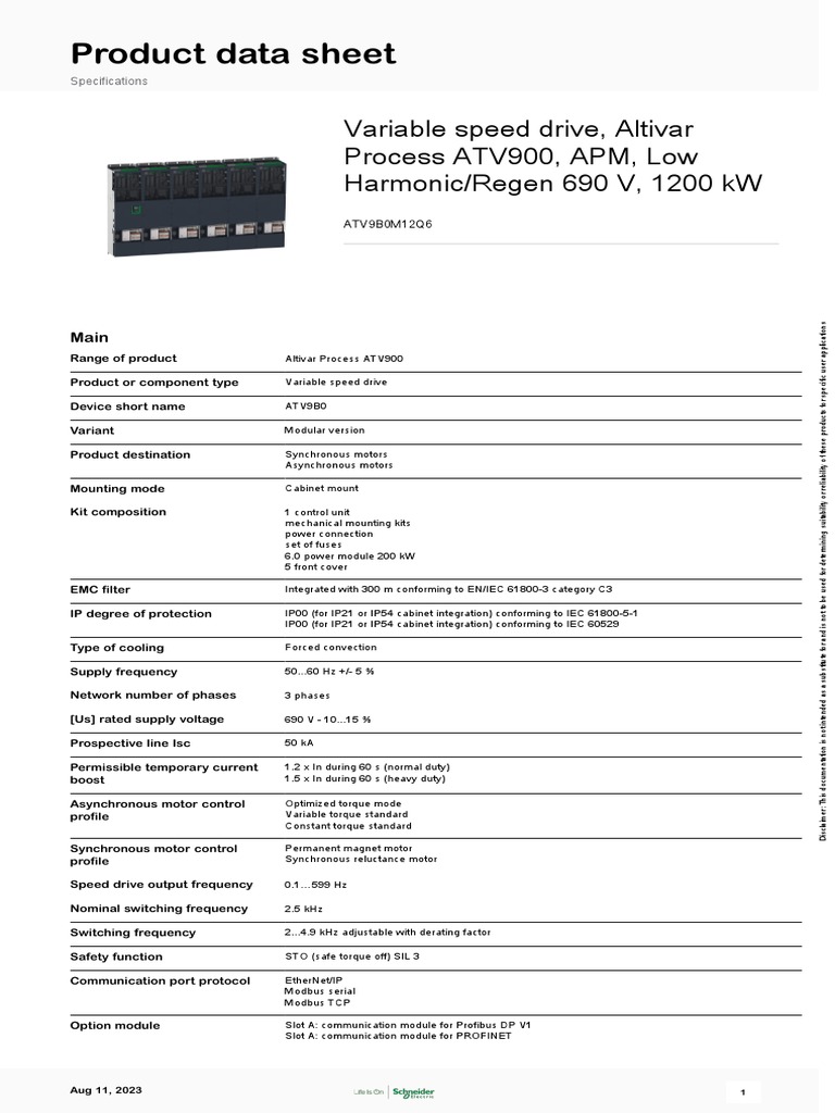 Altivar Process ATV900 - ATV9B0M12Q6 | PDF | Electric Motor | Computer ...