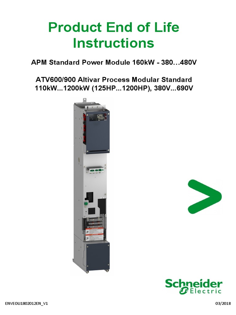 Altivar Process Modular Standard Power Module 160kW - 380 480V Product End of Life Instructions ...