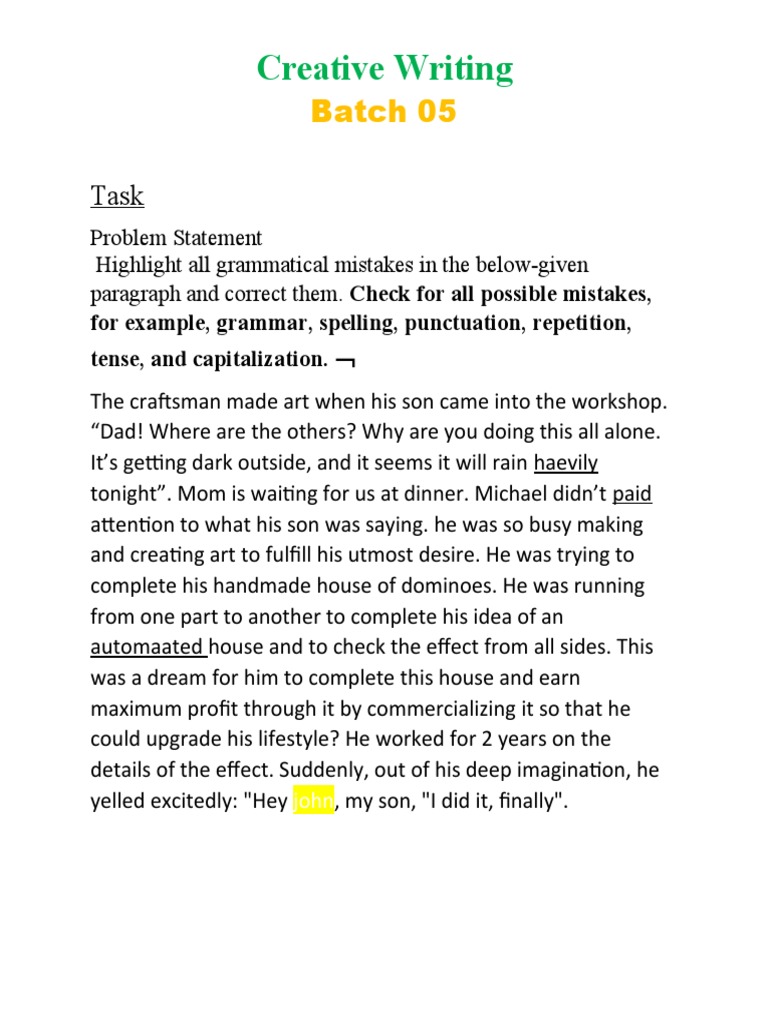 Creative Writing Ex1 | PDF