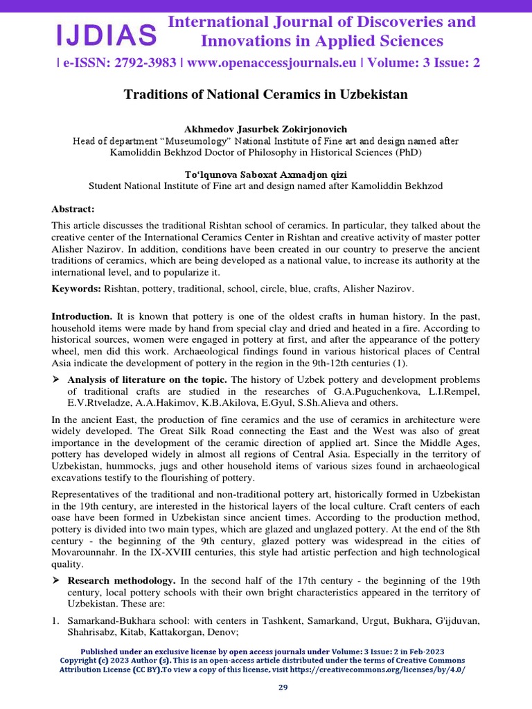 Traditions of National Ceramics in Uzbekistan | PDF | Pottery | Ceramic Art