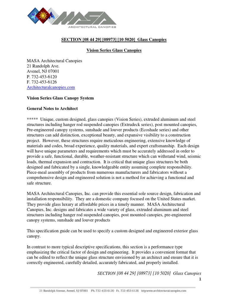 Glass Canopy Method Statement Sample | PDF