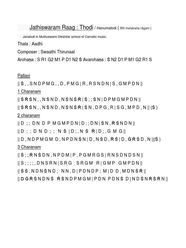 Jathiswaram THODI | PDF