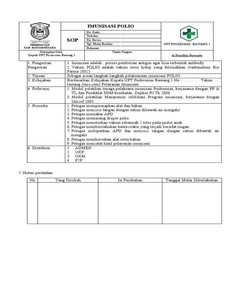 SOP Imunisasi Polio | PDF