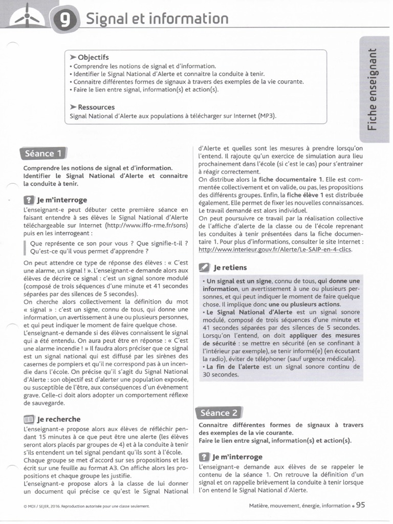 MDI Sciences (Cycle 3) 9 - Signal Et Information | PDF