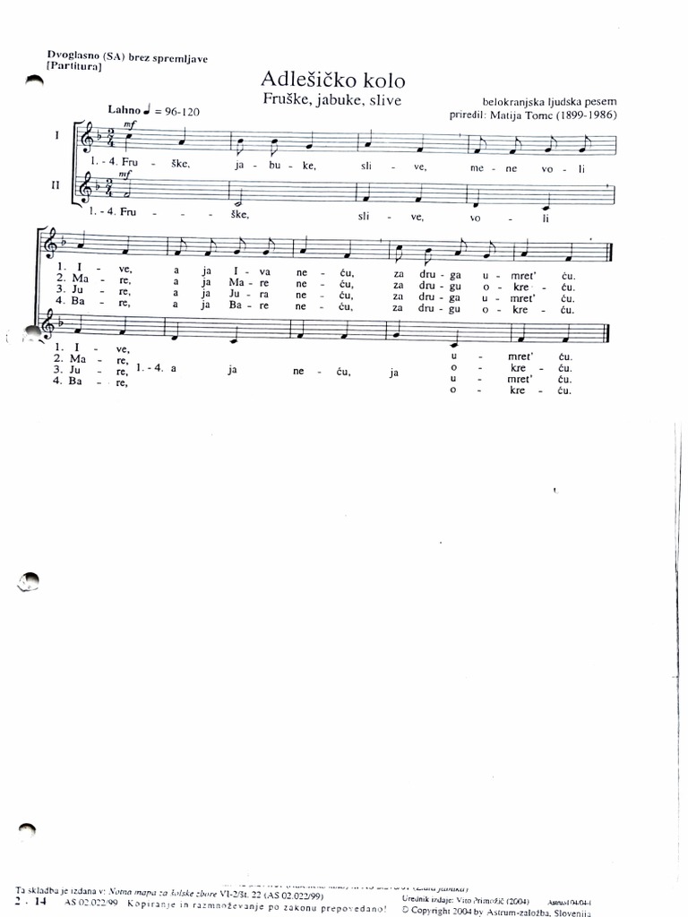 Adlešičko Kolo (Prir. M. Tomc) | PDF