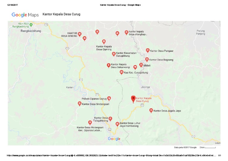 Kantor Desa Curug Bitung Lebak - Google Maps (RANGKAS PETA) | PDF