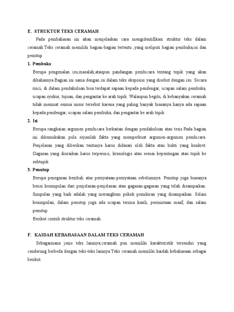 Struktur Teks Ceramah Lengkap | PDF