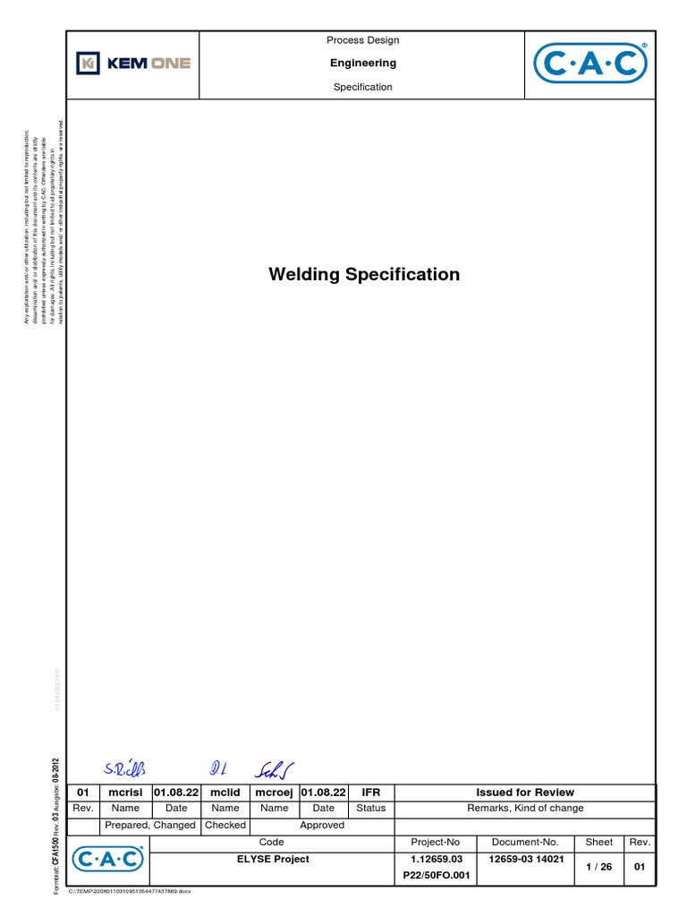 Welding Specification | PDF