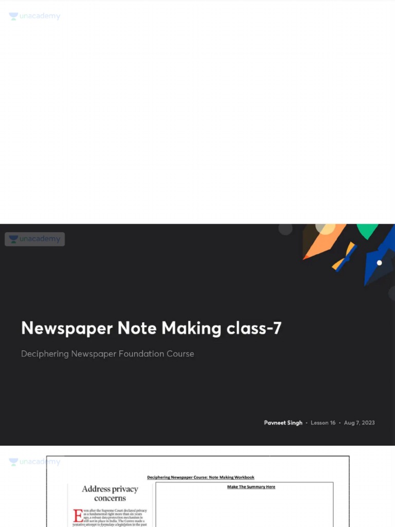 Newspaper Note Making Class-7 With Anno 1691476429280 | PDF