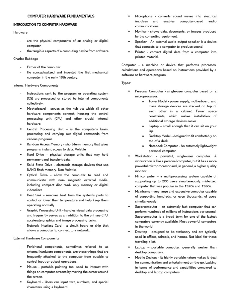 Computer Hardware Fundamentals Pdf Computer Data Storage Computer Hardware 3637