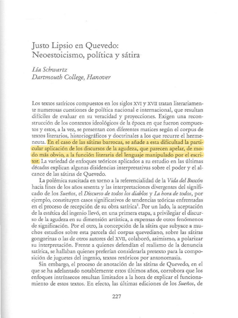 Justo Lipsio en Quevedo Neoestoicismo Po | PDF