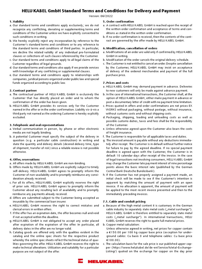 Helukabel Agb en | PDF