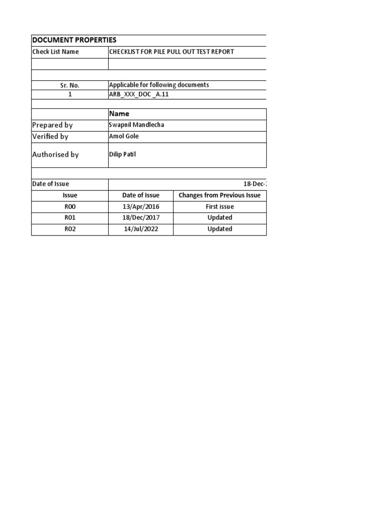 Pile Test Report Checklist | PDF | Science