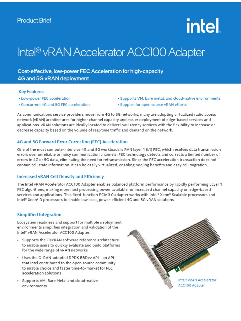 Intel vRAN Accelerator ACC100 Adapter | PDF